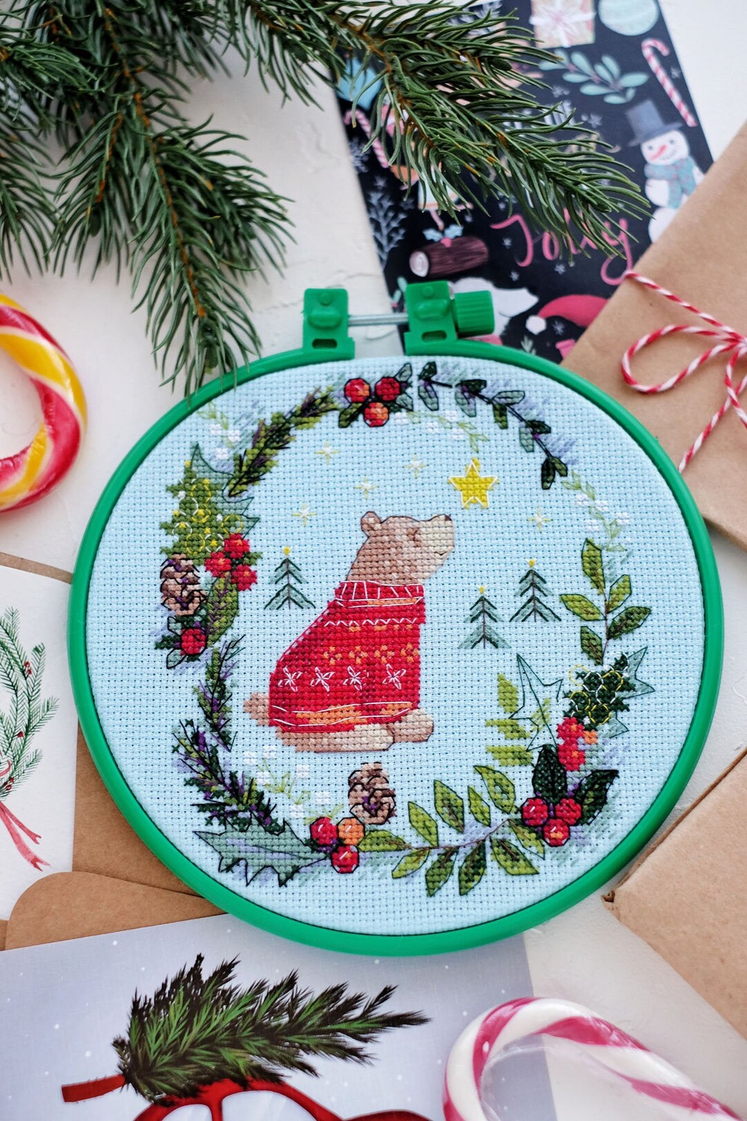 Christmas Easy Cross Stitch Kit Christmas Ornament Embroidery - Etsy