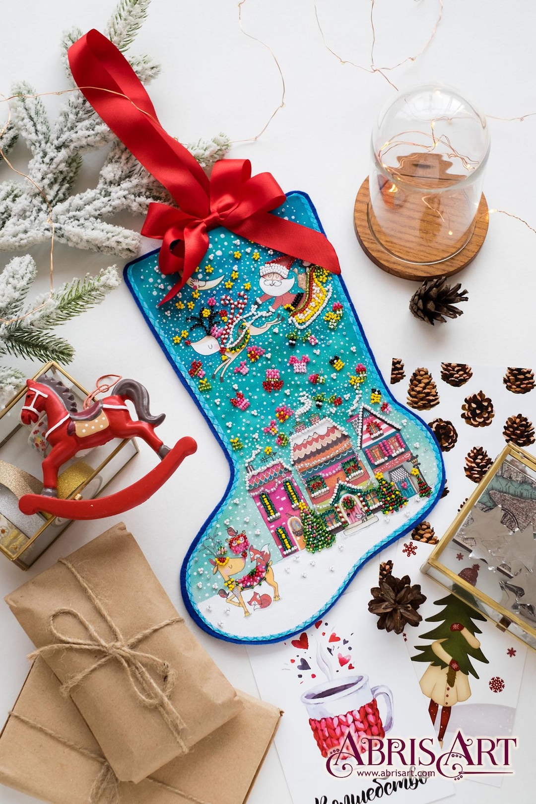 Christmas Stocking Beading Kit: Fairy Gingerbread Cottage Embroidery ...