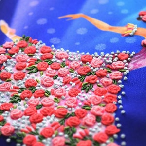 Rococo Embroidery Kit Dance of Flowers, Bullion Roses, Female Image ...