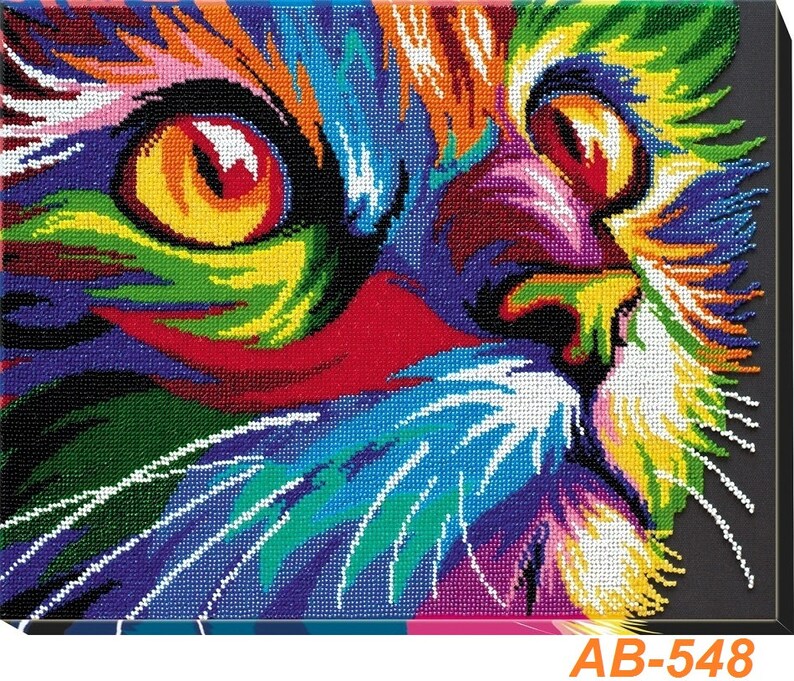 Bead Embroidery Kit Rainbow Animals Fantastic Cat Dog Raccoon - Etsy Sweden
