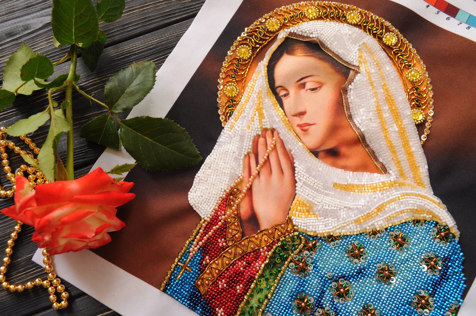 Bead Embroidery Kit Icon Virgin Mary Embroidery Christian | Etsy