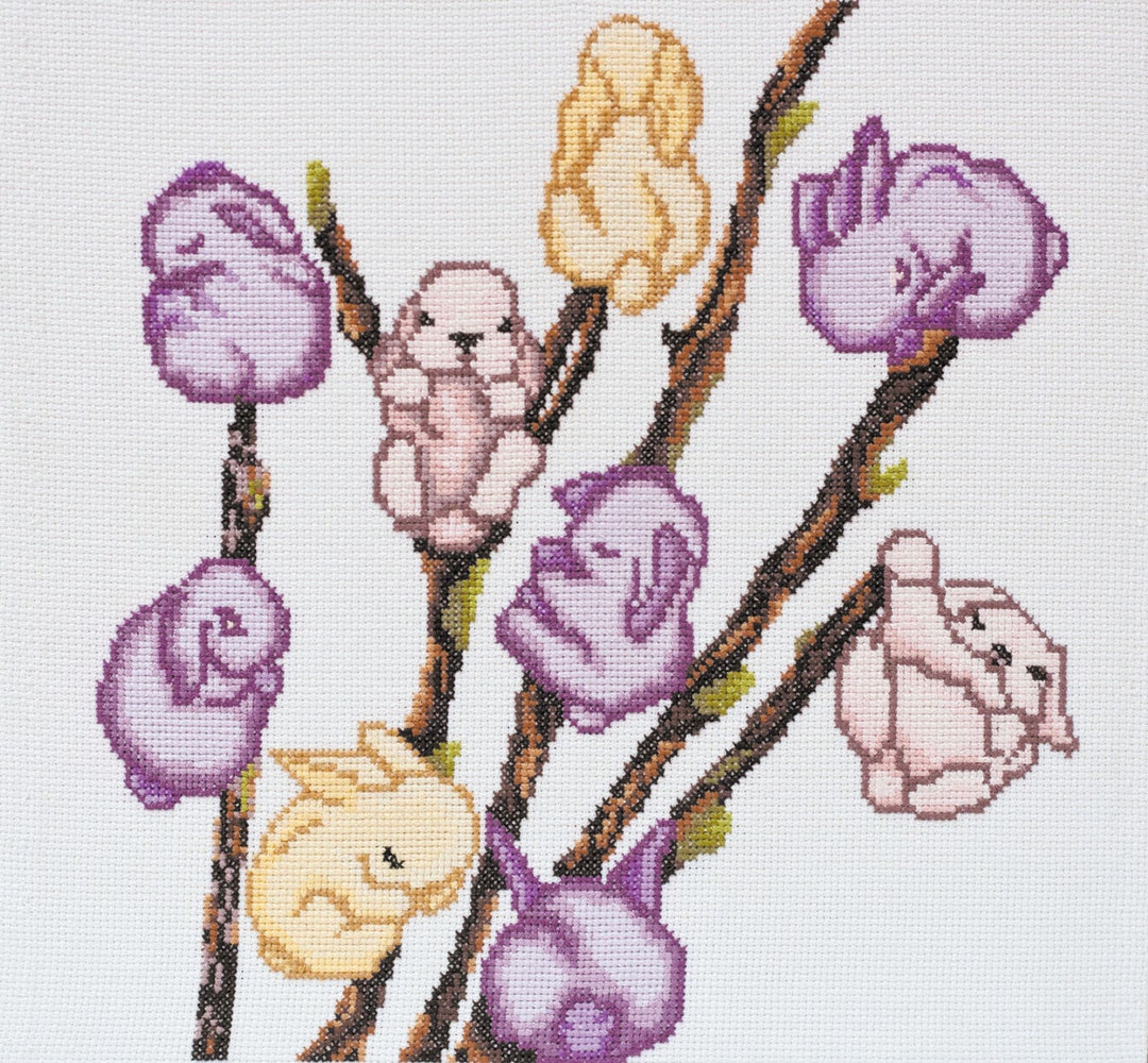 Cross Stitch Kit Spring Flower Bunny Needlework Kit Cross - Etsy