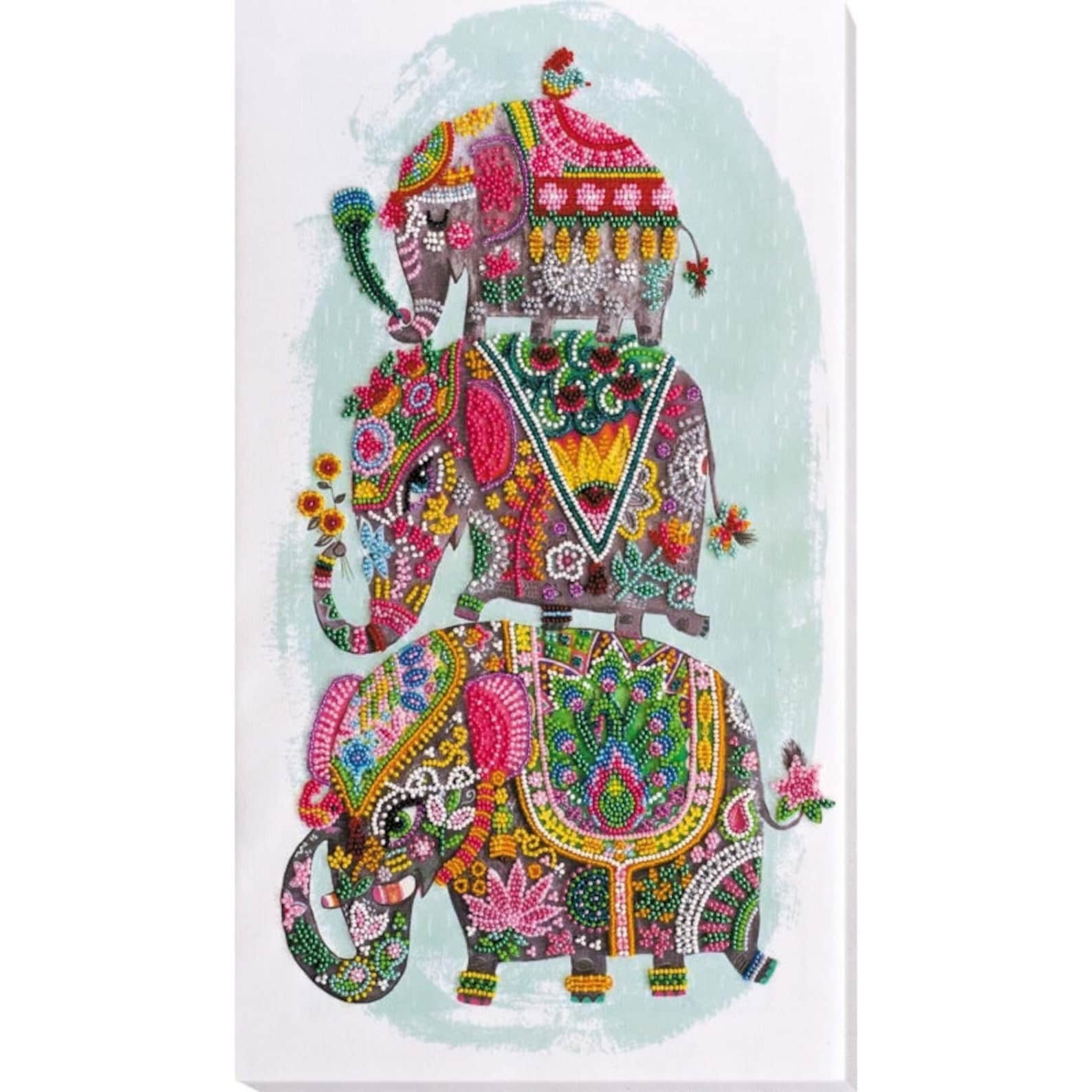 Bead Embroidery Kit: Three Elephants, Indian Design Needlepoint - Etsy