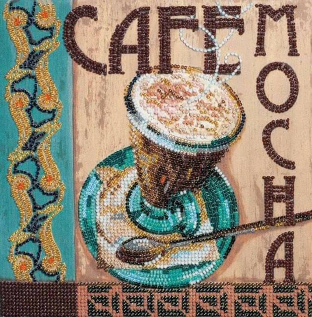 Bead Embroidery Kit Cafe Mocha Coffee Cup Needlepoint Kit - Etsy