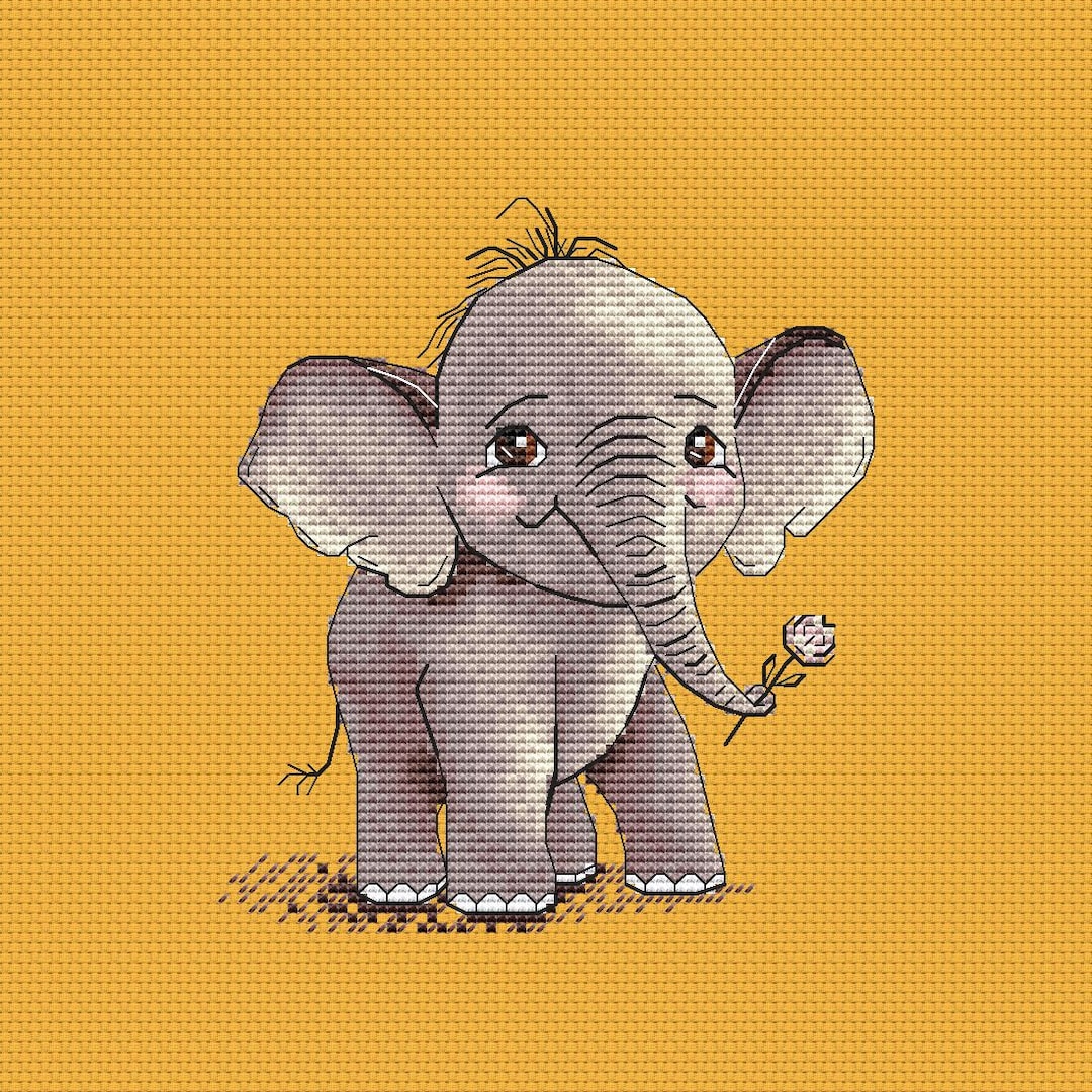 Instant PDF Сross Stitch Pattern Baby Elephant Embroidery Pattern ...