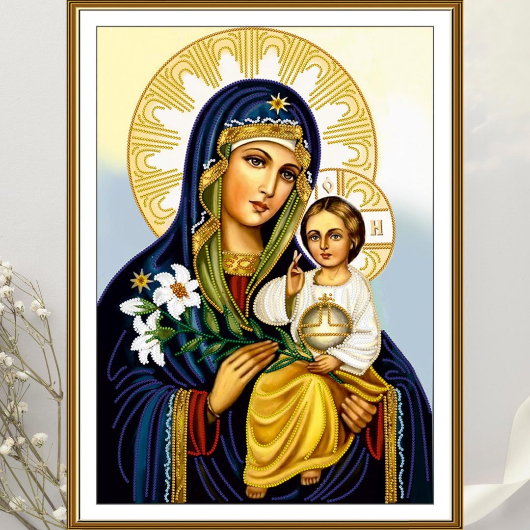 Madonna & Child Bead Embroidery Kit: DIY Christian Icon by Nova Sloboda ...