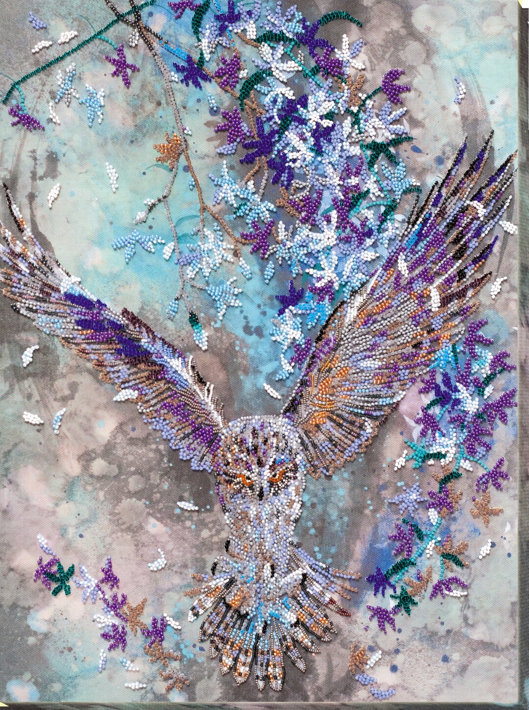 Bead Embroidery Kit Dim Owl Bead Stitch Needlepoint Embroidery ...