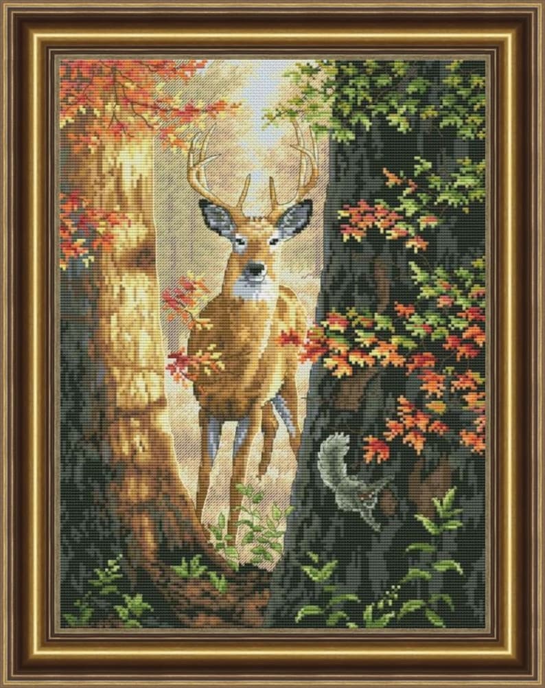 Cross Stitch Kit Forest Deer Animal Cross Stitch Design Modern - Etsy