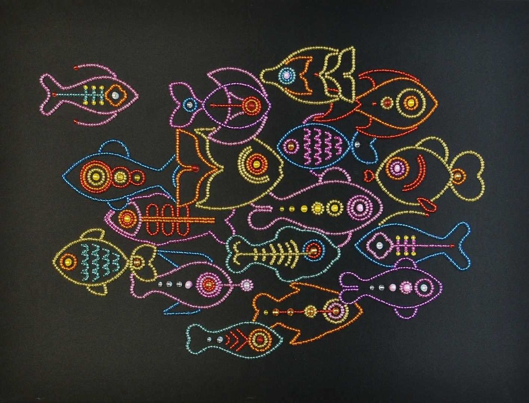 Bead Embroidery Kit Colored Fish Line Ocean Embroidery - Etsy
