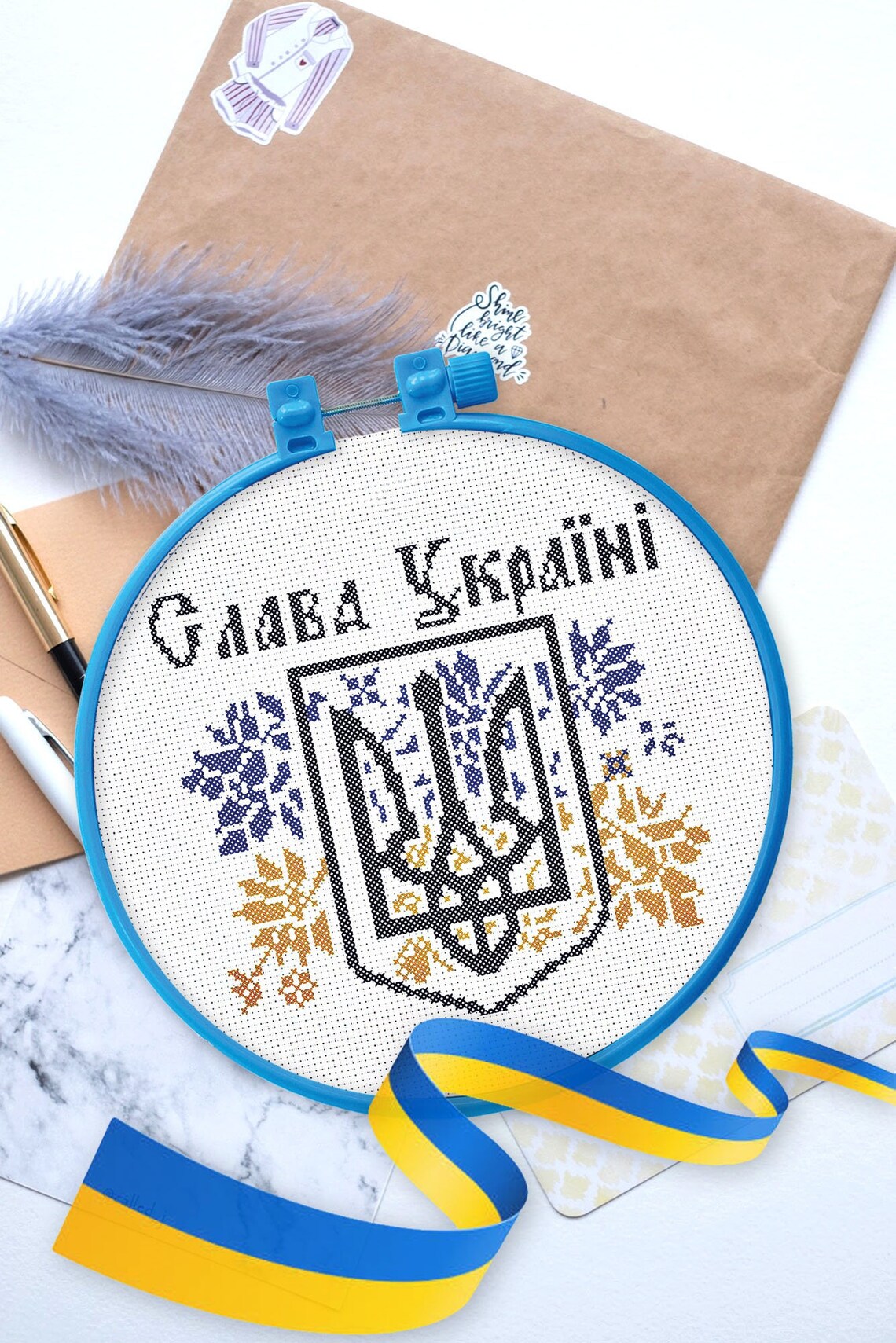 Hand Embroidery Kit Slava Ukraini Glory to Ukraine Cross - Etsy