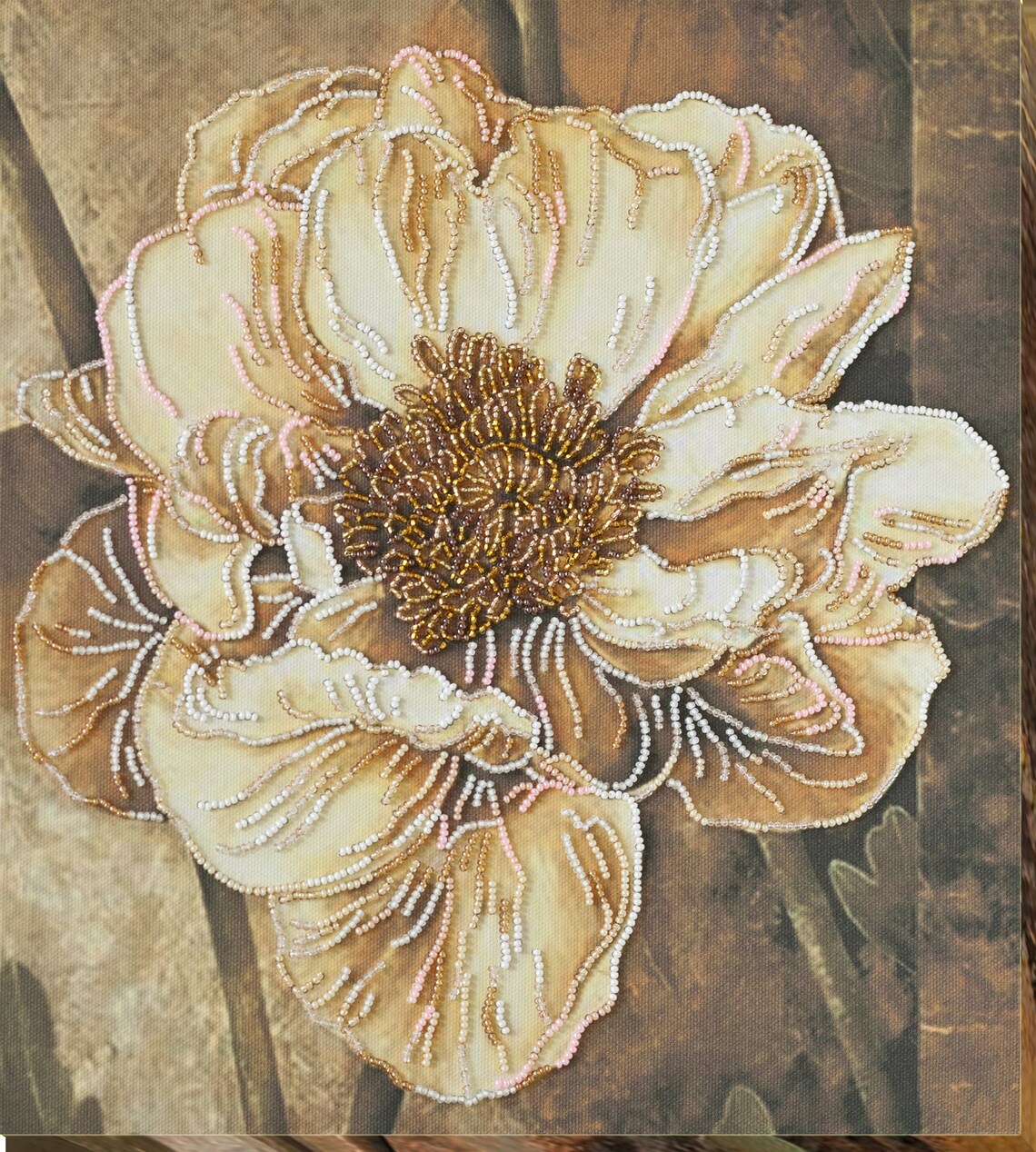 Peony Embroidery Pattern Beige Vintage Peony Beads Embroidery - Etsy