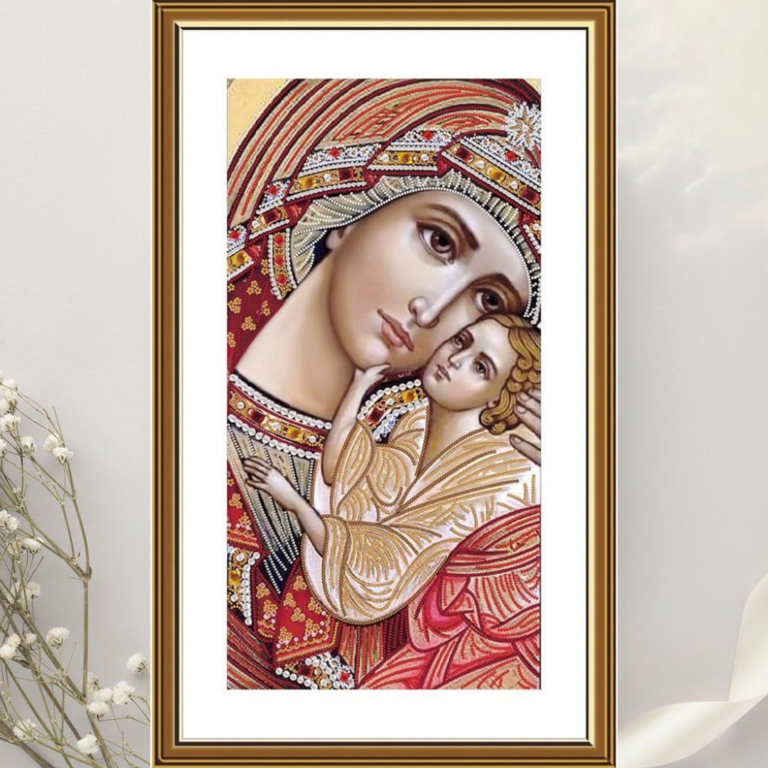 Virgin Mary Bead Embroidery Kit: Christian Icon, Religious Gift Nova ...