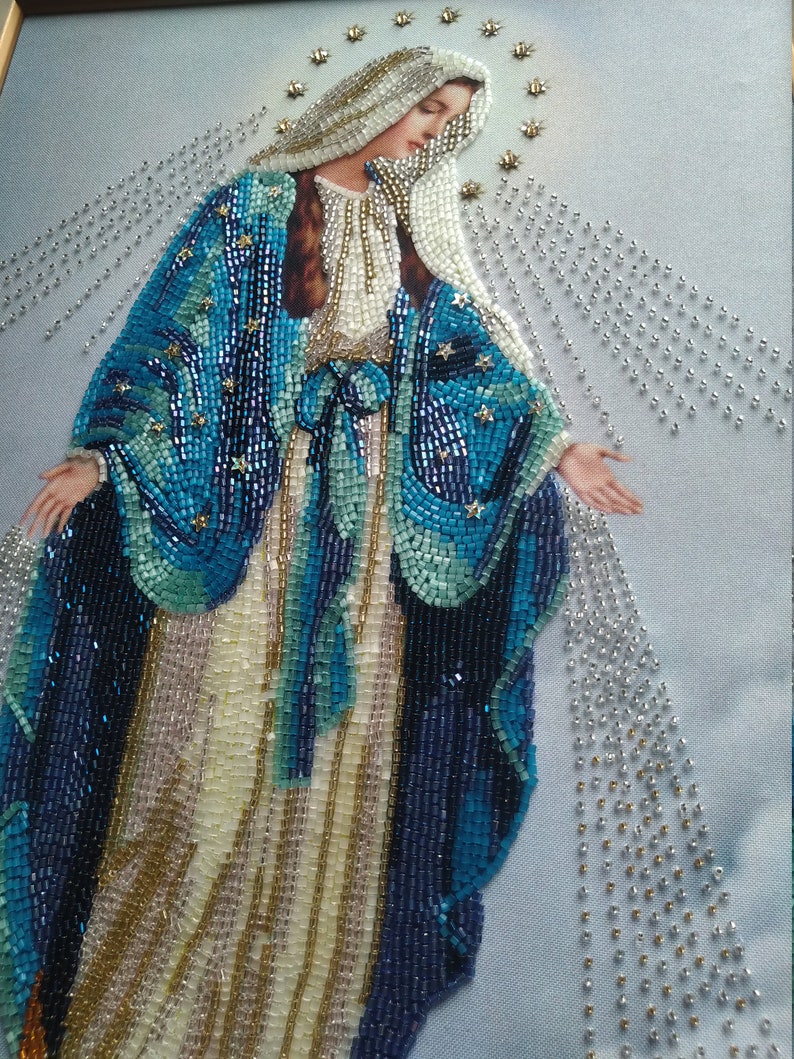 Bead Embroidery Kit Holy Virgin Mary Embroidery Christian - Etsy