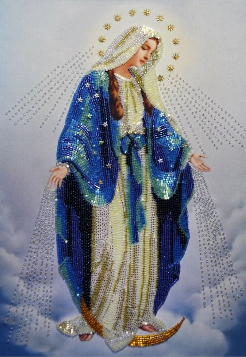 Bead Embroidery Kit Holy Virgin Mary Embroidery Christian - Etsy