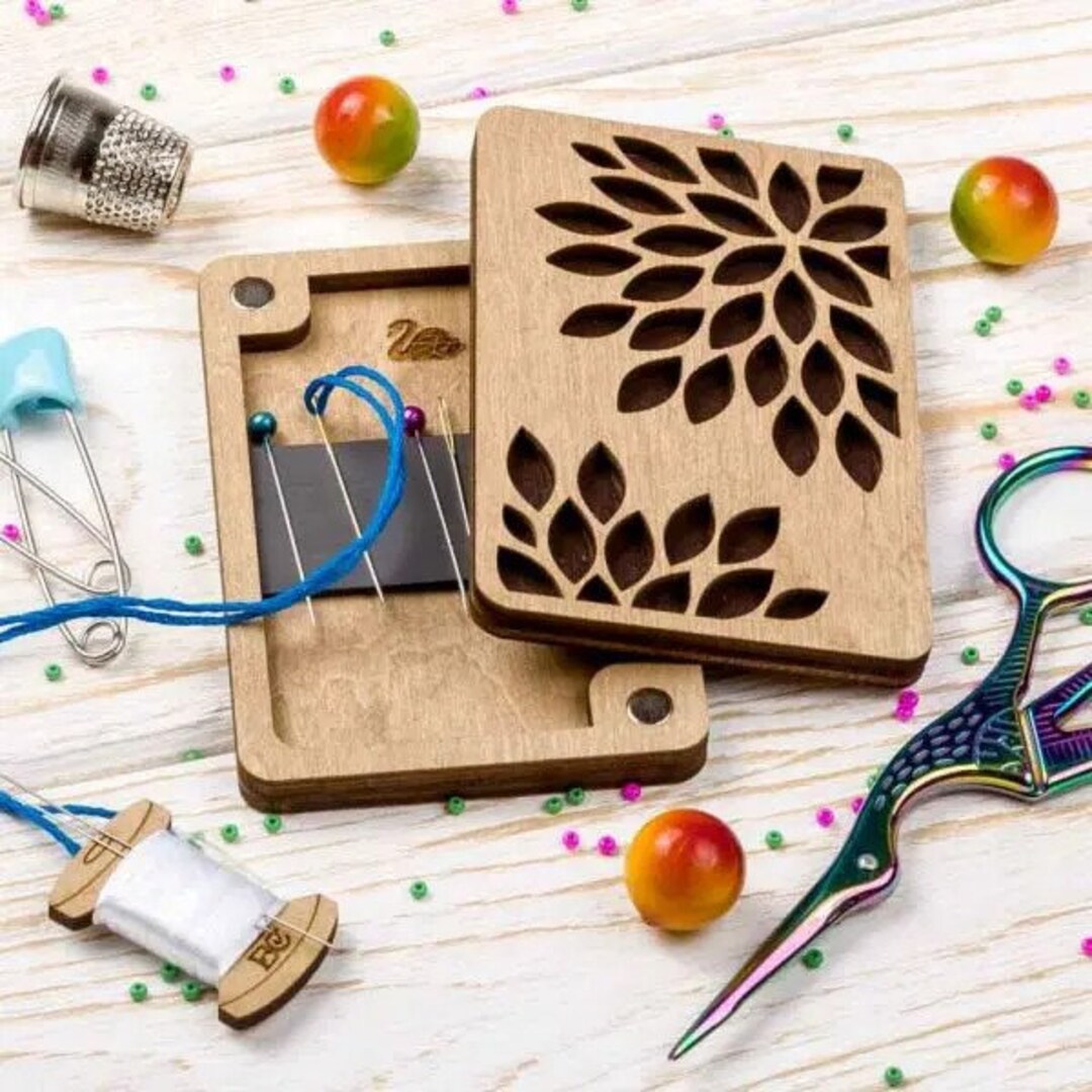 Magnetic Sewing Needle Case: Wooden Embroidery Pin Organizer - Etsy
