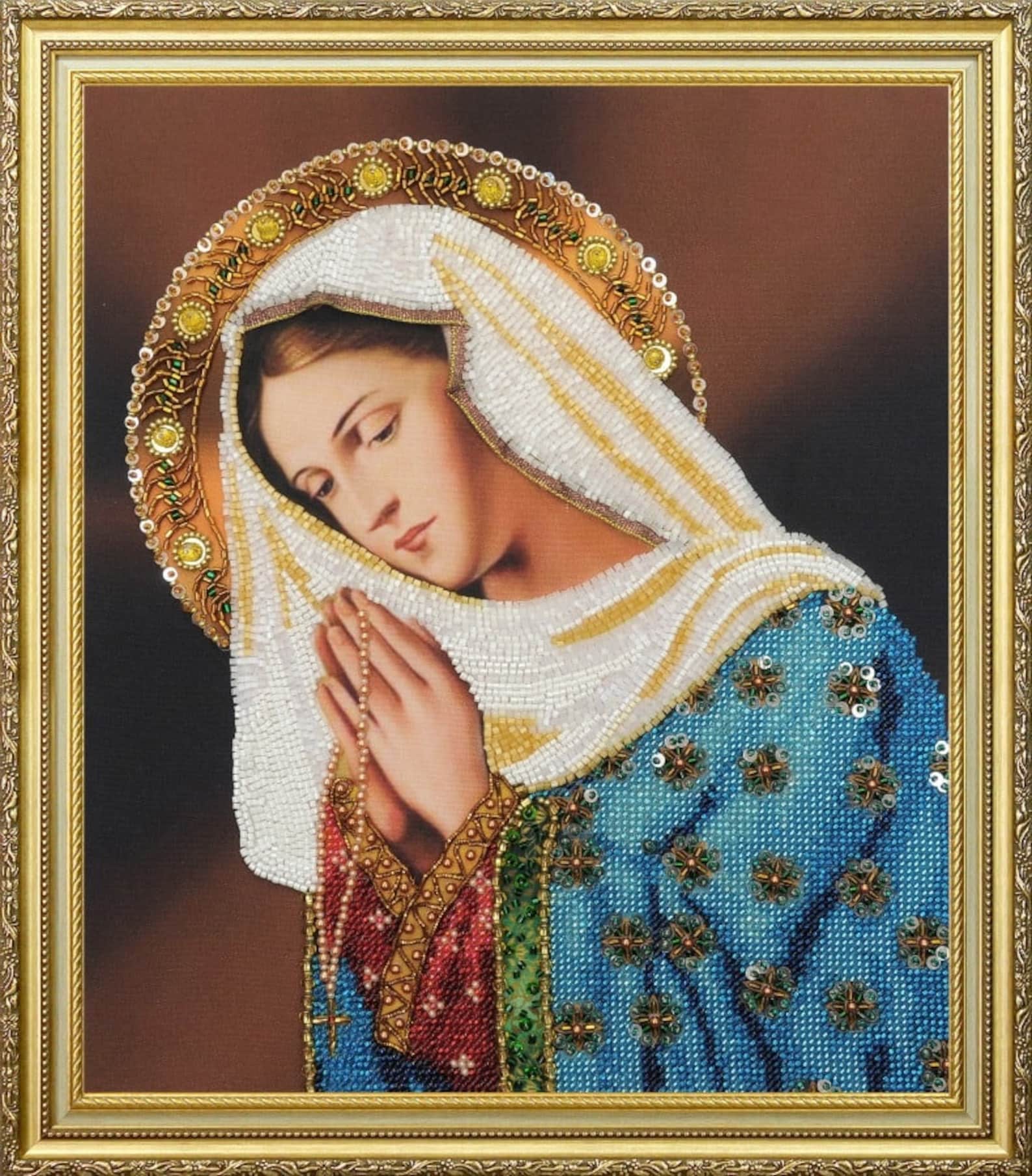 Bead Embroidery Kit Icon Virgin Mary Embroidery Christian | Etsy