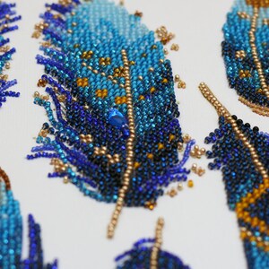 Bead Embroidery Kit: Indigo Feathers, Native Boho Needlework - Etsy