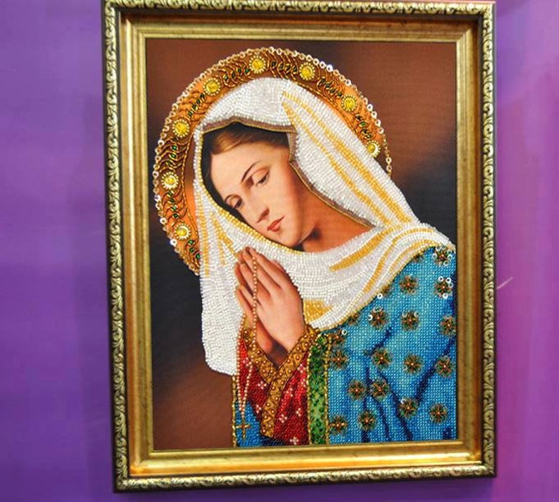 Bead Embroidery Kit Icon Virgin Mary Embroidery Christian | Etsy