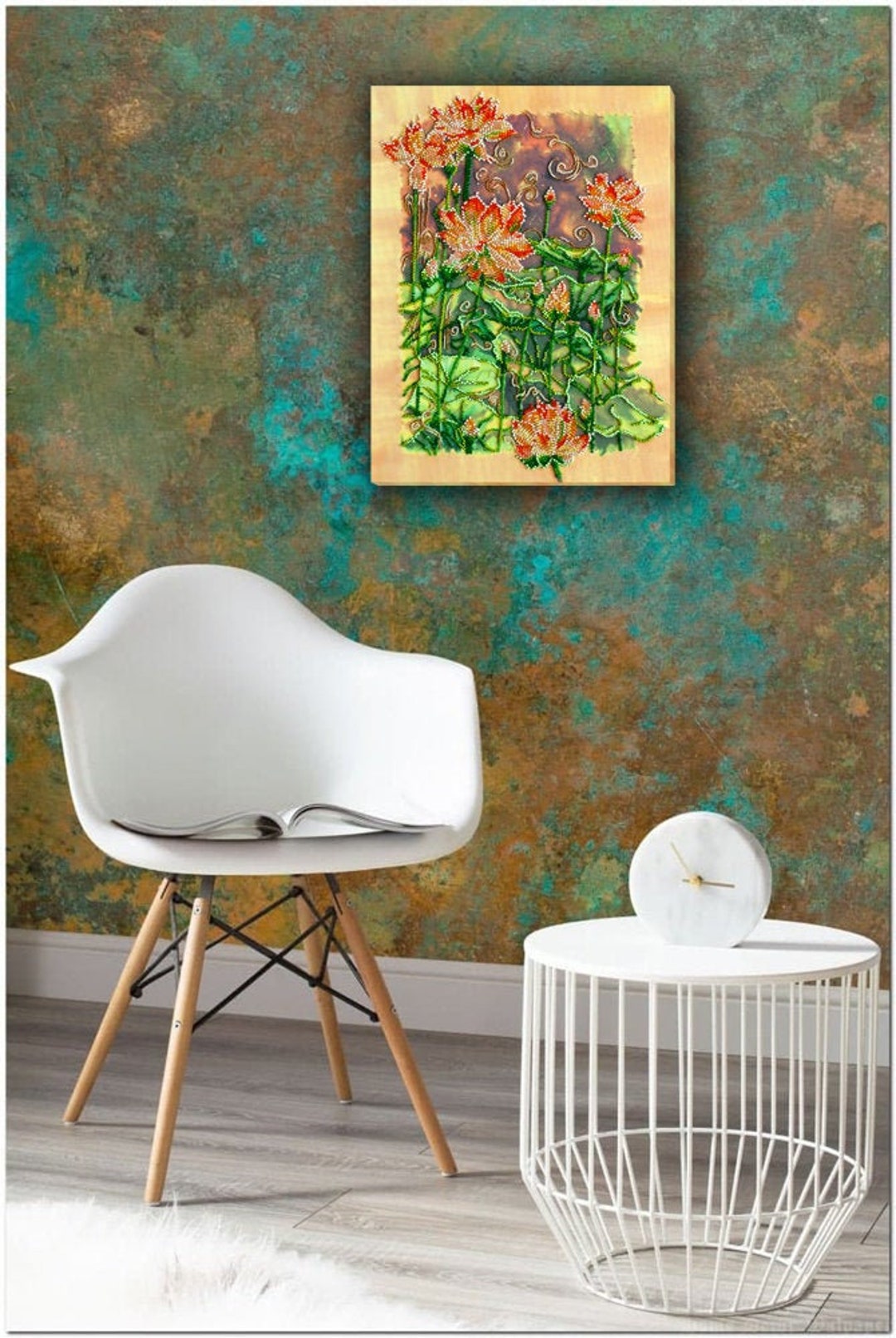 Hindu Lotus Stitch Painting Kit, DIY Beadwork Picture, Gift for ...