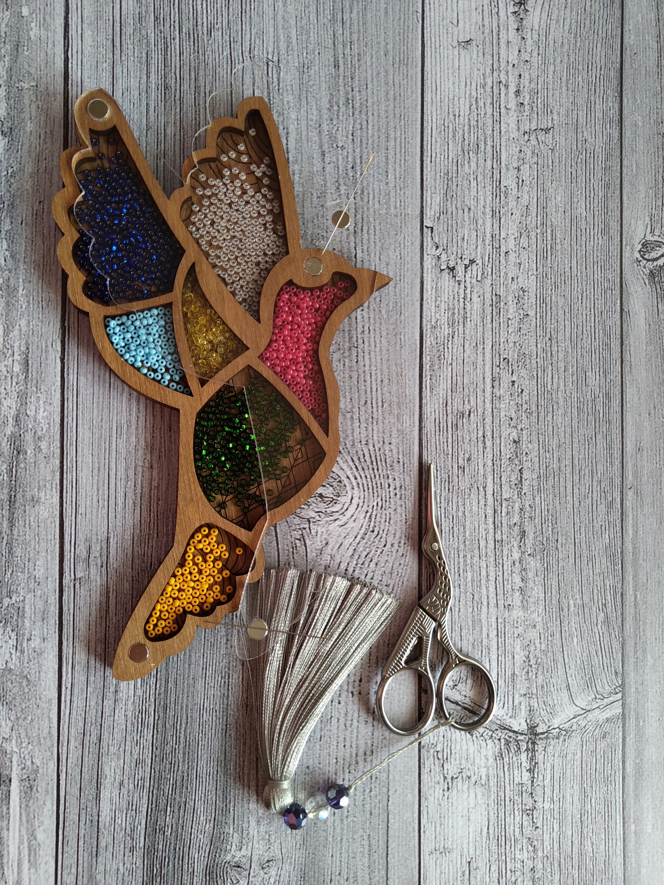 Wood organizer box for beads with needle magnet beadwork | Etsy