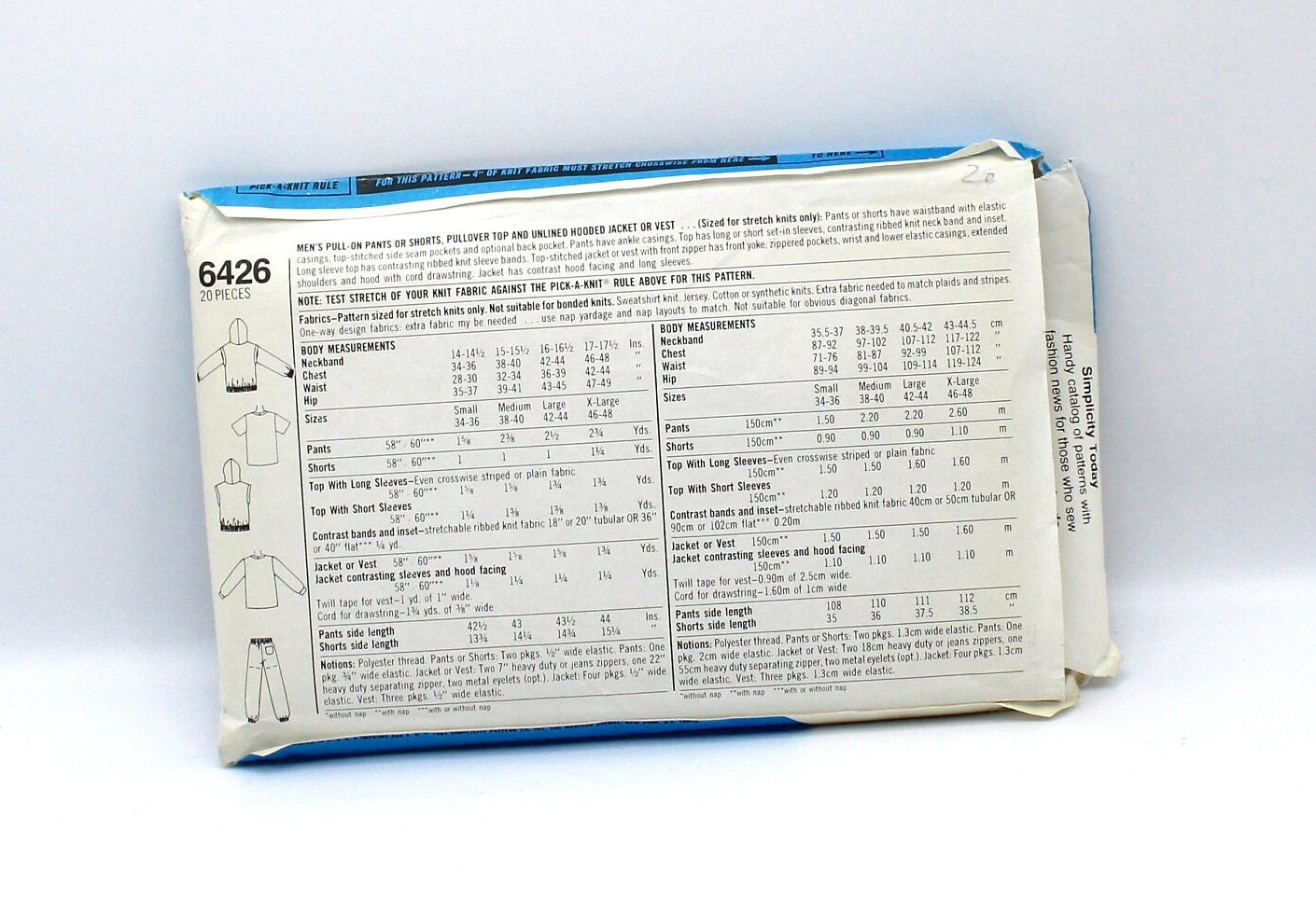 Simplicity Vintage Sewing Pattern, Simplicity Men's 6426 Patterns, Men ...