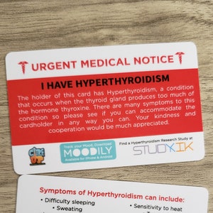 Hyperthyroidism Card, Hyperthyroidism Emergency Card, Hyperthyroidism ...