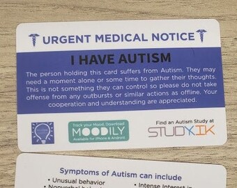 Autism id card | Etsy
