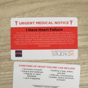 Heart Failure Card, Heart Failure Emergency Card, Heart Failure Medical ...