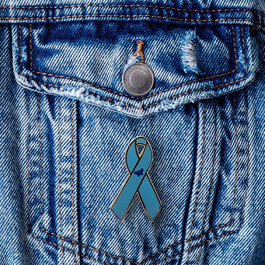 Lymphedema Awareness Ribbon Pin - Light Blue With a Butterfly Ribbon ...