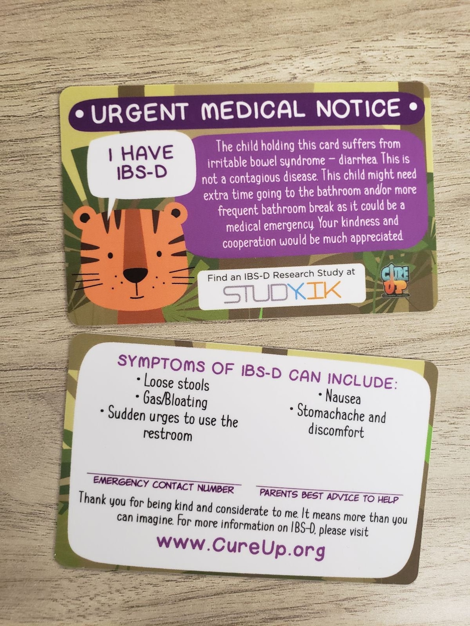 Child IBS-D Card Child IBS-D Emergency Card Child IBS-D | Etsy