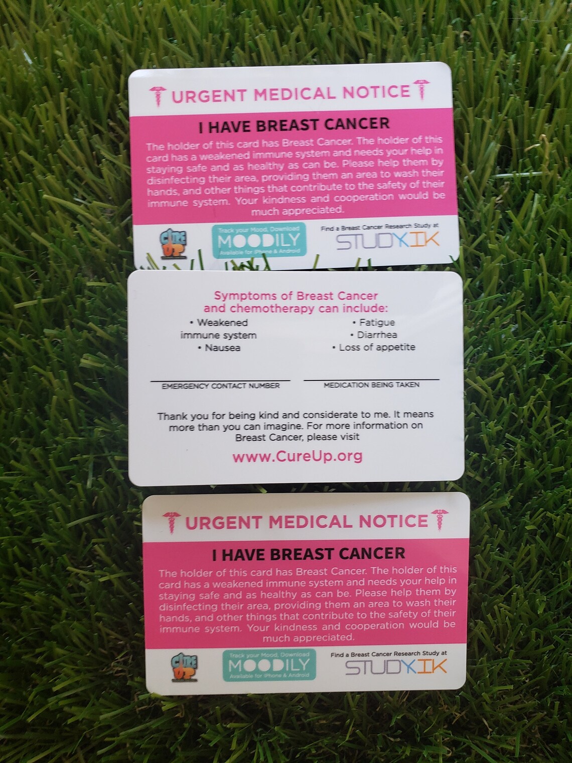 Breast Cancer Card Breast Cancer Emergency Card Breast | Etsy