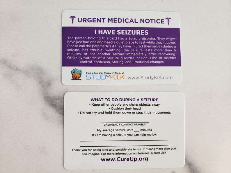 Seizure Card Seizure Emergency Card Seizure Medical Card - Etsy