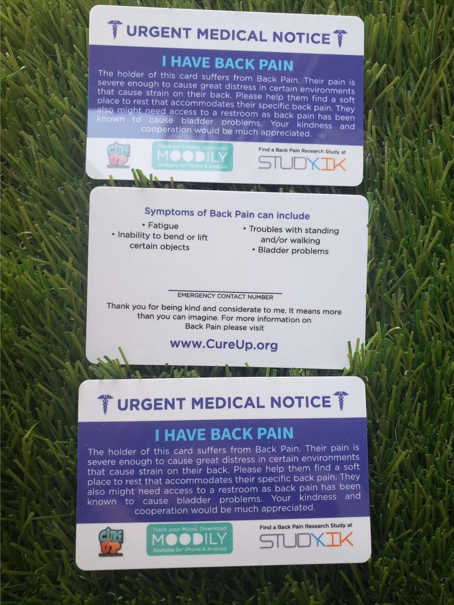 Back Pain Card Back Pain Emergency Card Back Pain Medical - Etsy