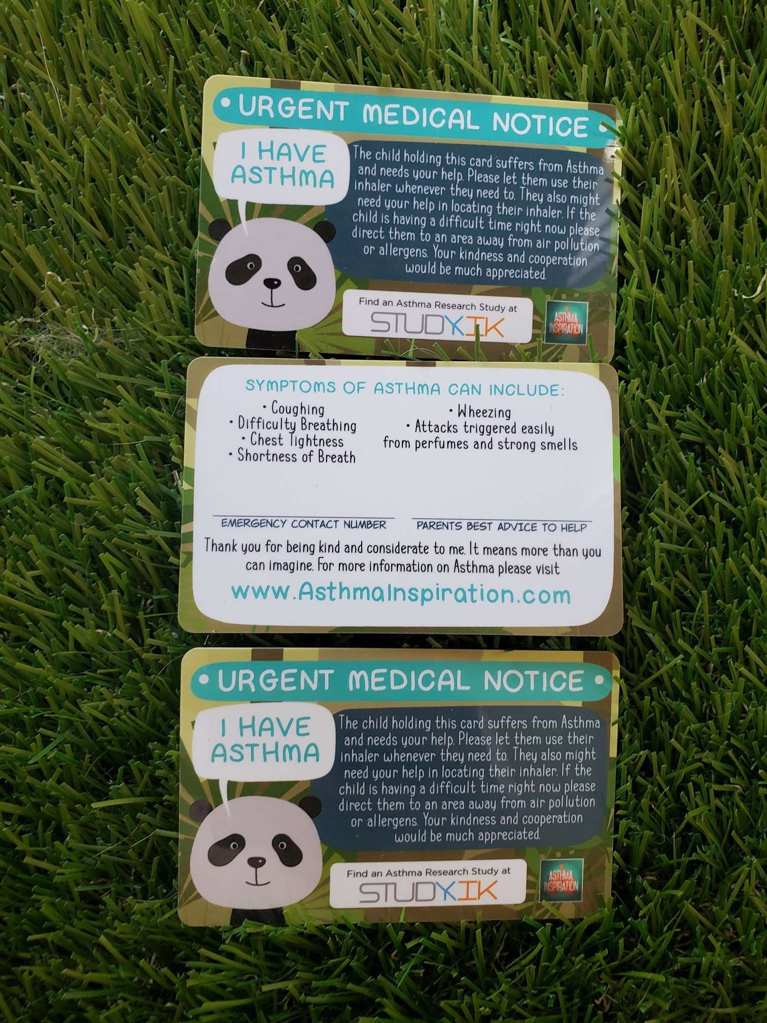 Child Asthma Card Child Asthma Emergency Card Child Asthma | Etsy