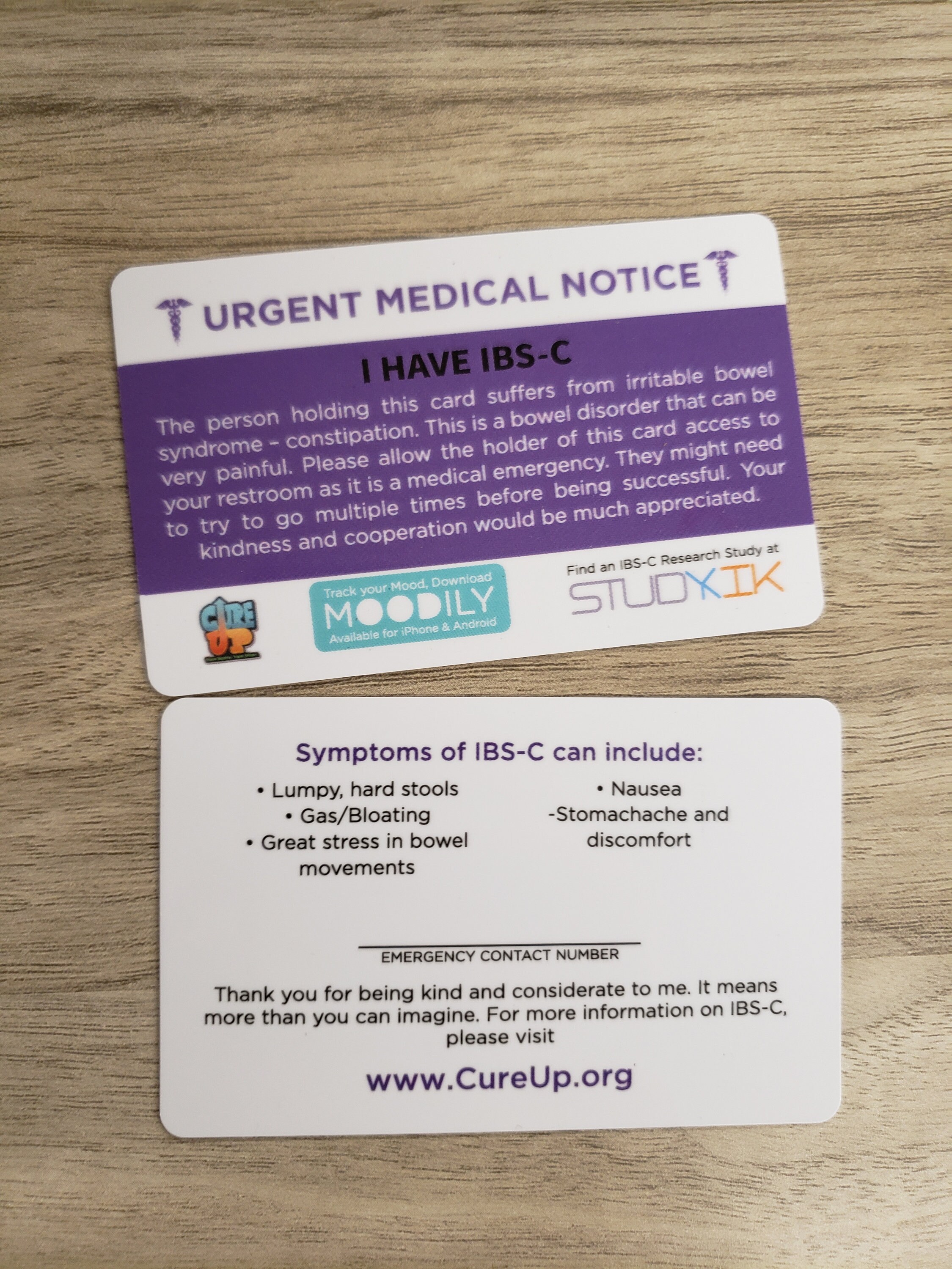 IBS-C Card IBS-C Emergency Card IBS-C Medical Card | Etsy