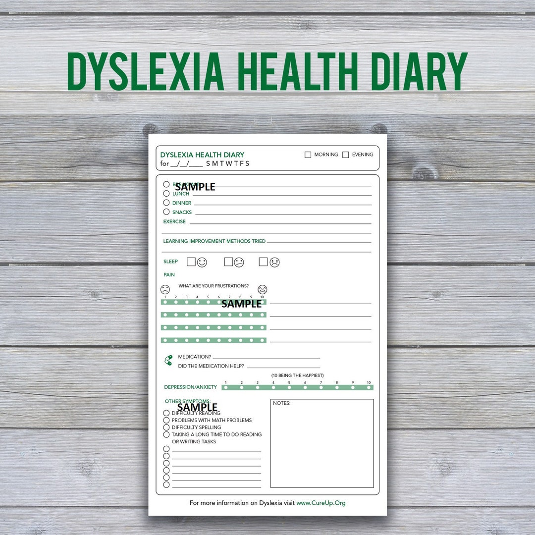 Dyslexia Health Diary - Etsy