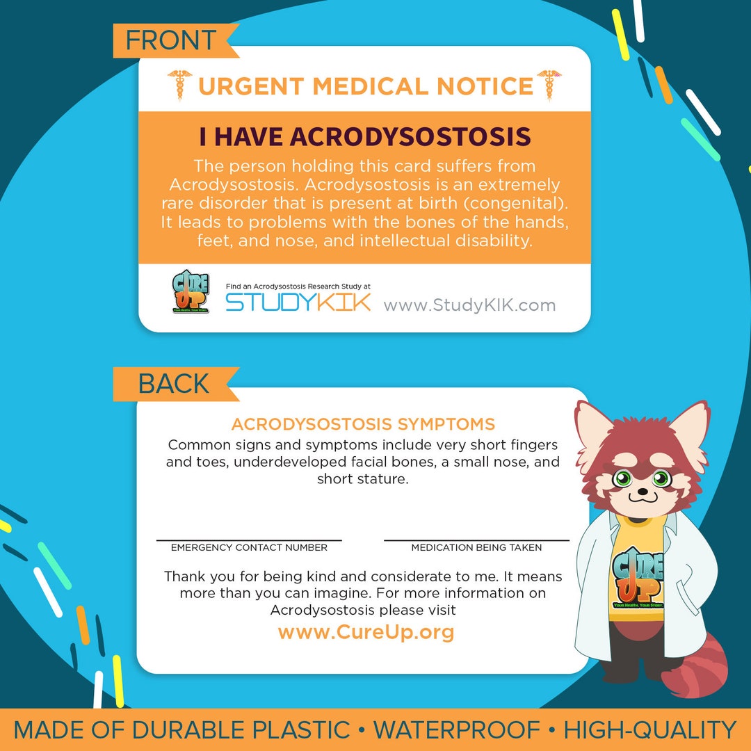 Acrodysostosis Card, Acrodysostosis Card, Acrodysostosis Emergency Card ...