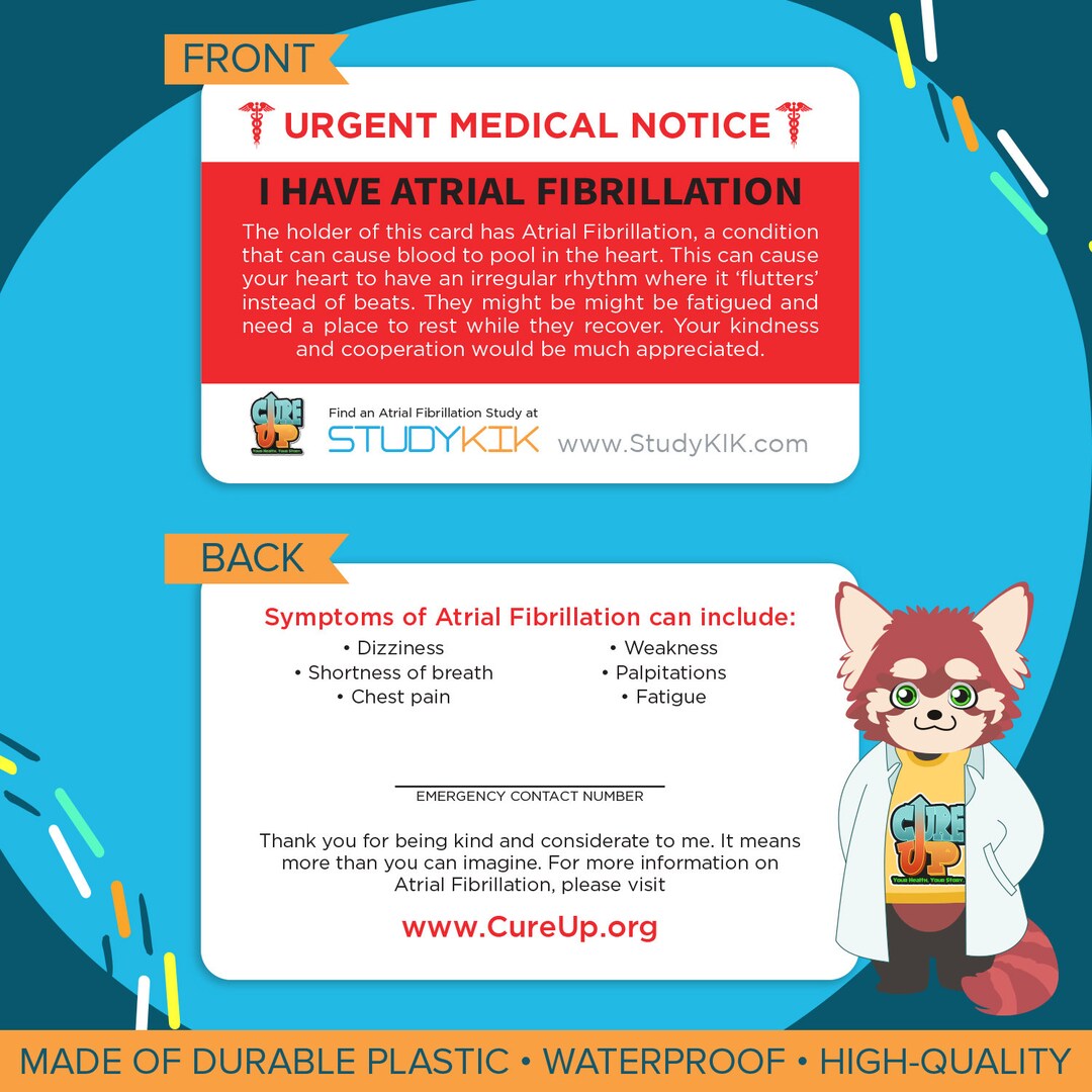 Atrial Fibrillation Card, Atrial Fibrillation Emergency Card, Atrial ...