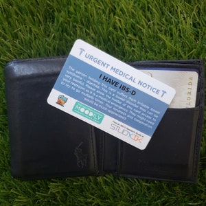 IBS-D Card, IBS-D Emergency Card, IBS-D Medical Card, Irritable Bowel ...