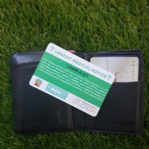 UTI Card, UTI Emergency Card, UTI Medical Card, Urinary Tract Infection ...