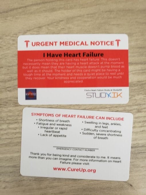 Heart Failure Card Heart Failure Emergency Card Heart | Etsy