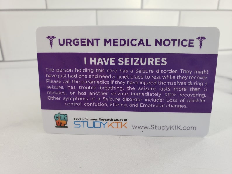 Seizure Card Seizure Emergency Card Seizure Medical Card - Etsy