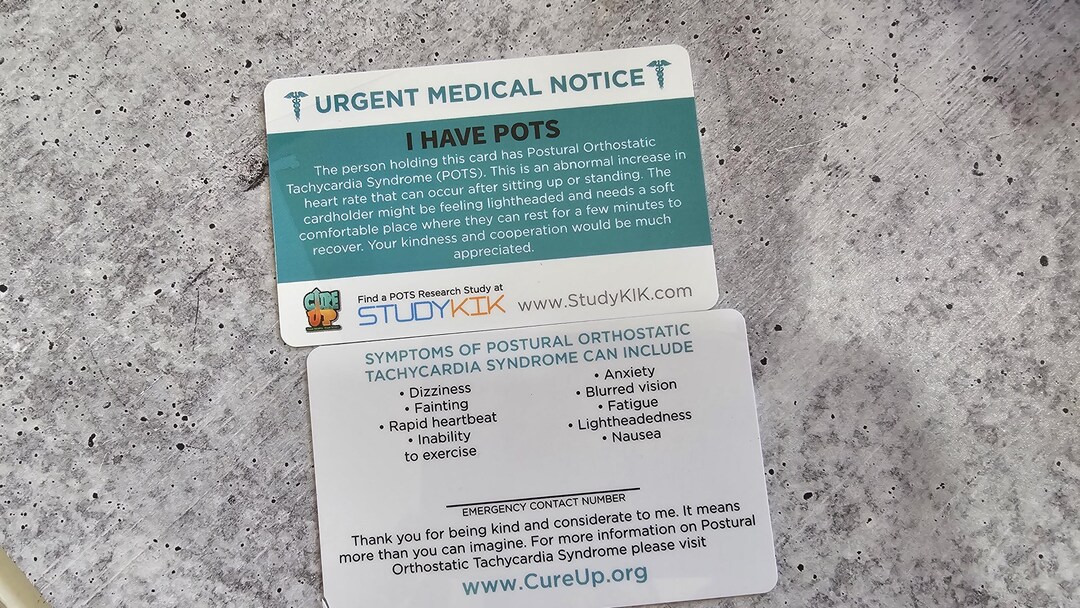 Postural Tachycardia Syndrome pots Card, POTS Emergency Card, POTS ...
