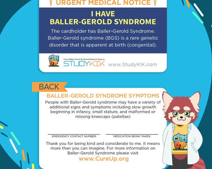 Baller-gerold Syndrome Card, Baller-gerold Syndrome Emergency Card ...