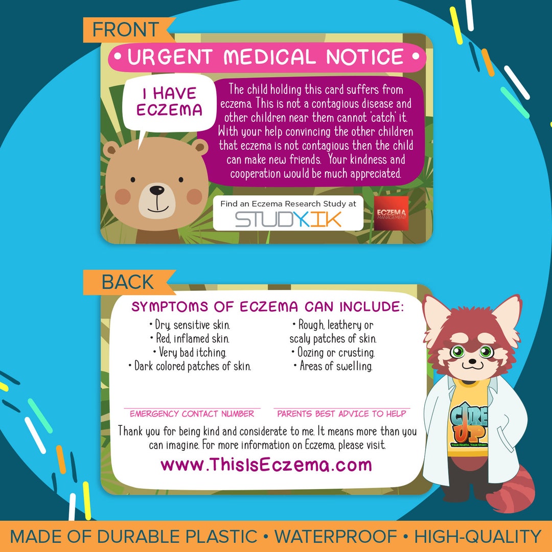 Child Eczema Card, Child Eczema Emergency Card, Child Eczema Medical ...