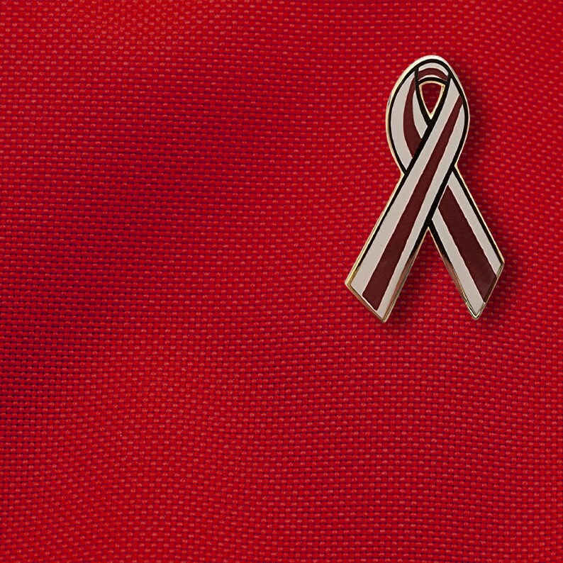 Throat Cancer Awareness Ribbon Pin Ivory Burgundy and - Etsy