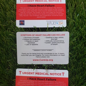 Heart Failure Card, Heart Failure Emergency Card, Heart Failure Medical ...