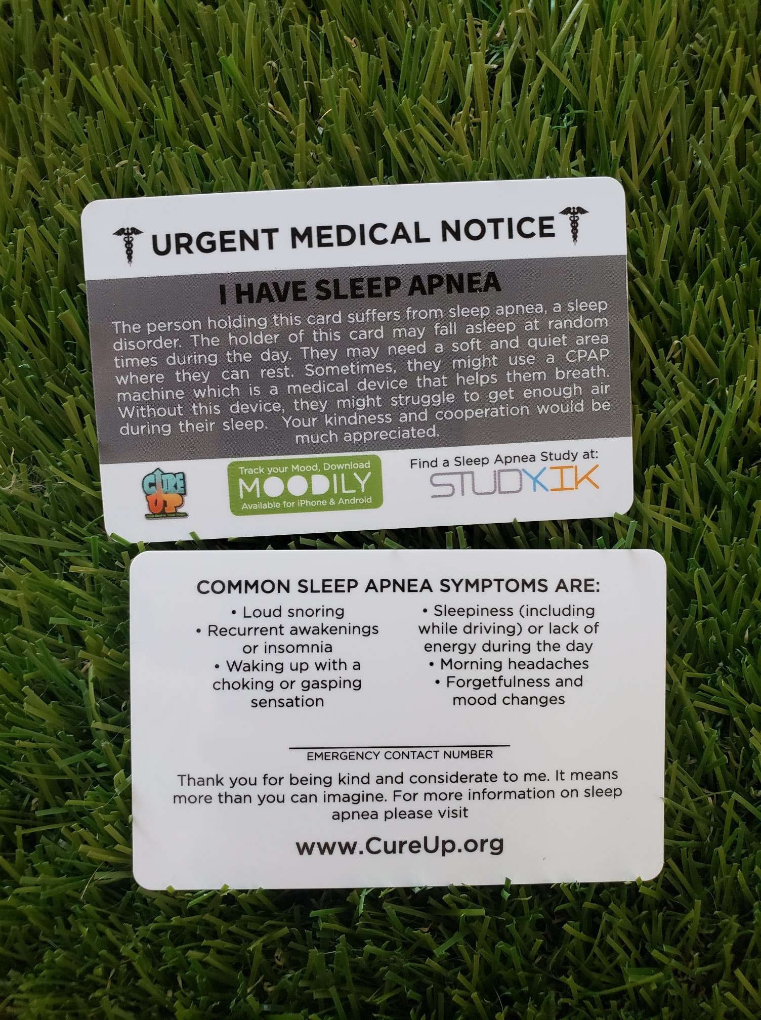 Sleep Apnea Card Sleep Apnea Emergency Card Sleep Apnea | Etsy