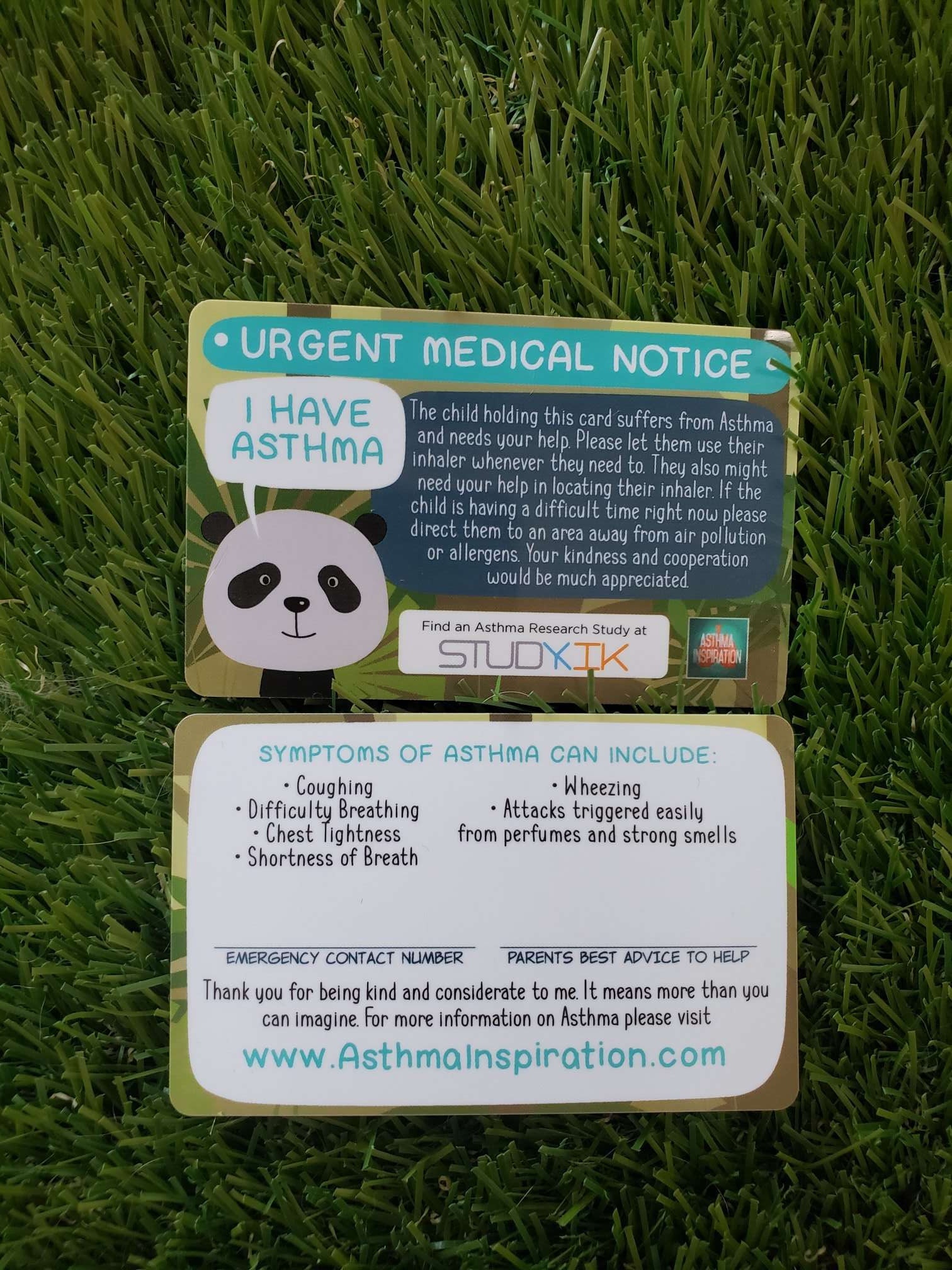 Child Asthma Card Child Asthma Emergency Card Child Asthma | Etsy