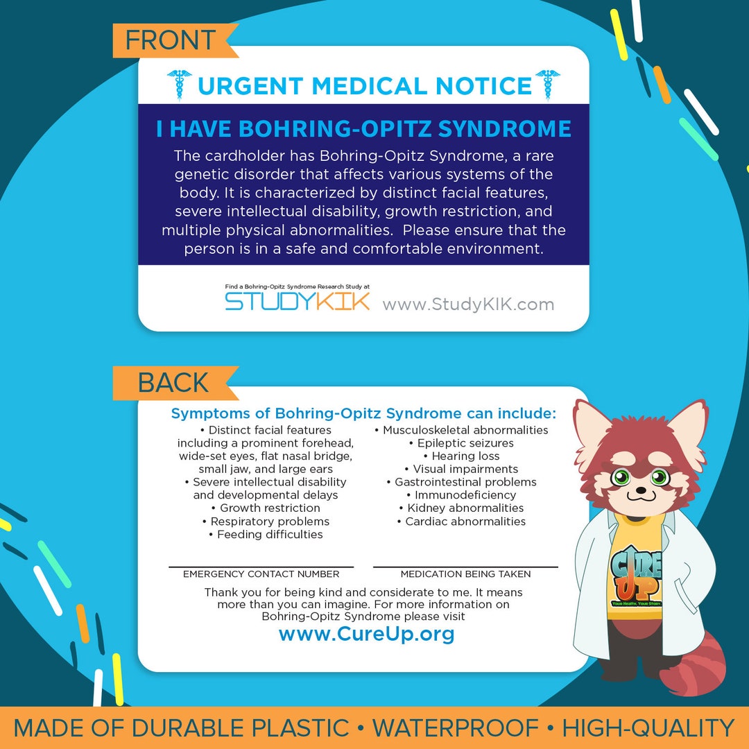 Bohring-opitz Syndrome Card, Bohring-opitz Syndrome Emergency Card ...